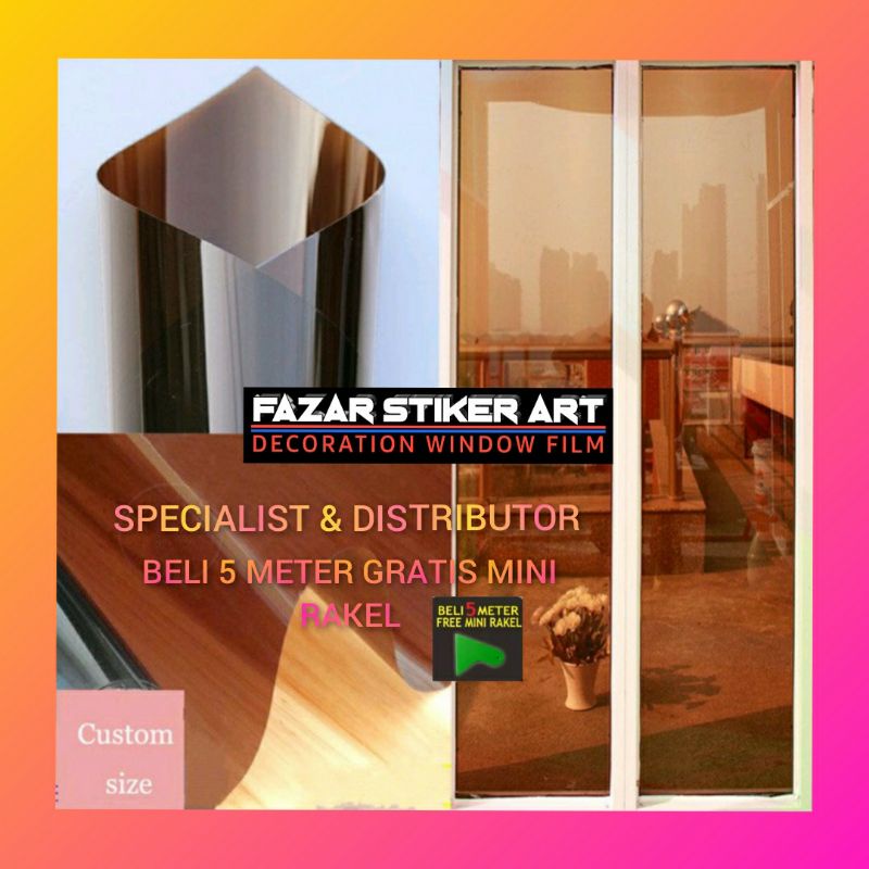 Jual Stiker Wallpaper Stiker Kaca Film Riben Warna Coklat Stiker Kaca ...
