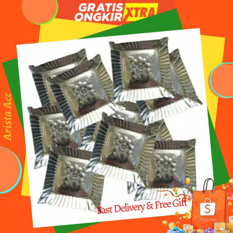 Jual 10pcs Piring kertas perak ulang tahun kue tart lepek snack ...