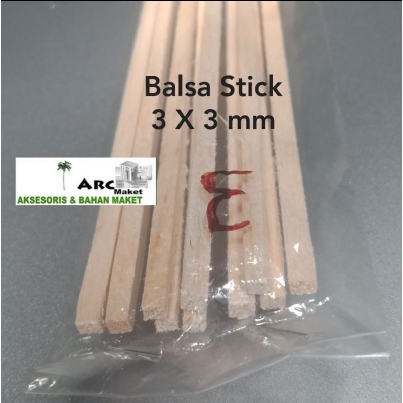 Jual KAYU BALSA STICK 1.5 MM, 2 MM, 3 MM, 4 MM, 5 MM, 6 MM, 8 MM, DAN 10 MM PANJANG 100 CM UNTUK ...