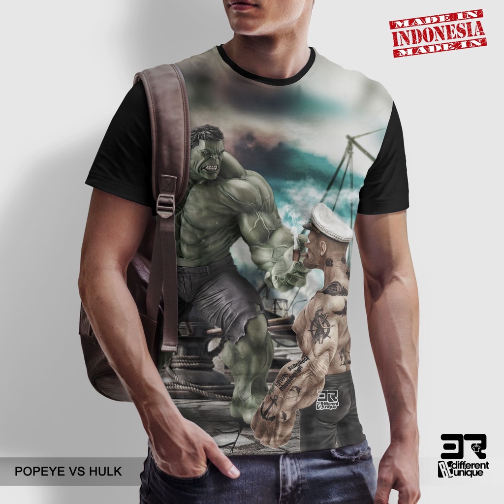 Jual [ COD ] KAOS PRINTING GAMBAR POPEYE VS HULK - BAJU KARTUN ANIMASI ...
