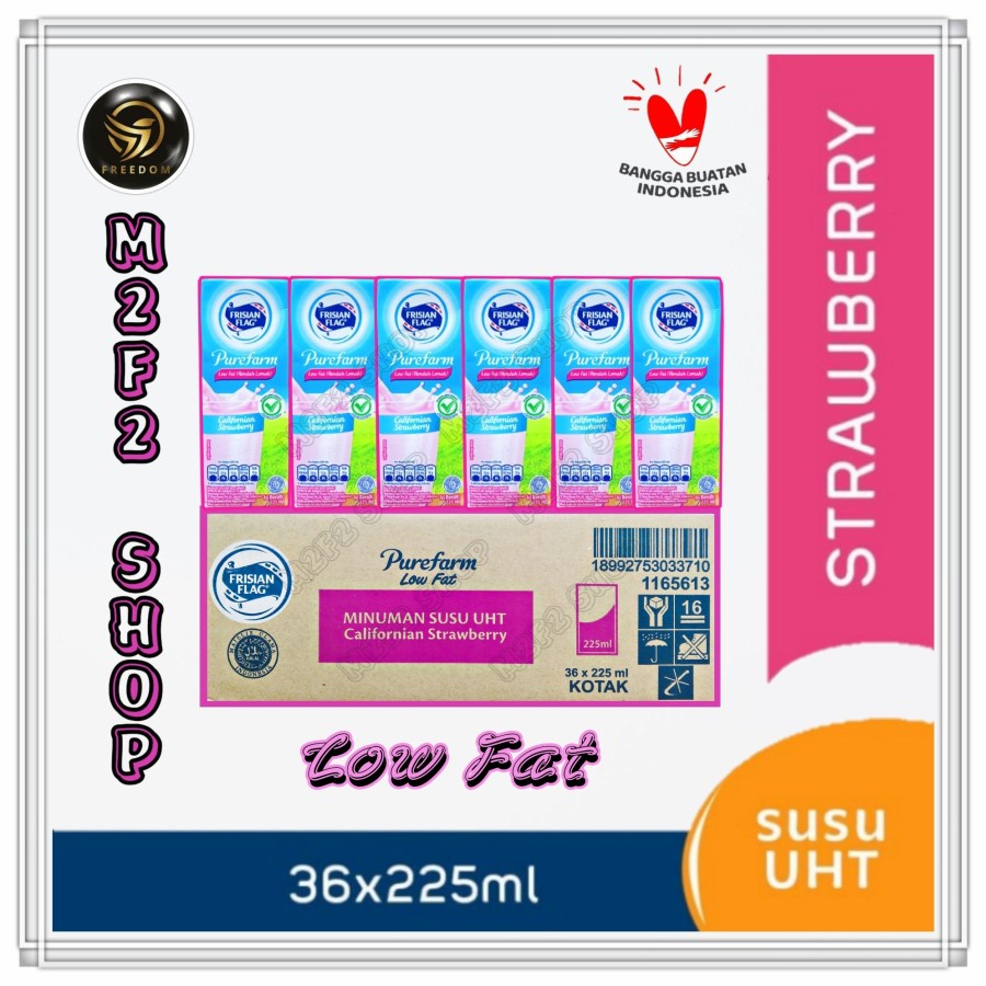 Jual Susu Bendera Frisian Flag Purefarm Low Fat Californian Strawberry | Stroberi Kotak UHT ...