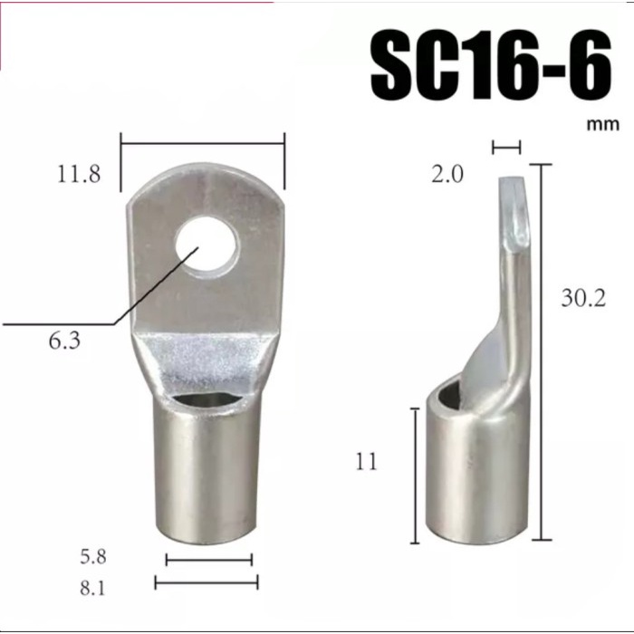 Jual Skun SC6 SC10 SC16 SC25 6 8 M6 M8 SC 6-10-16-25 mm Sepatu Kabel Lugs | Shopee Indonesia