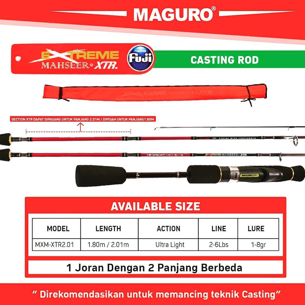 Jual Joran Ul Maguro EXtreme Mahseer 180/201 CM | Shopee Indonesia