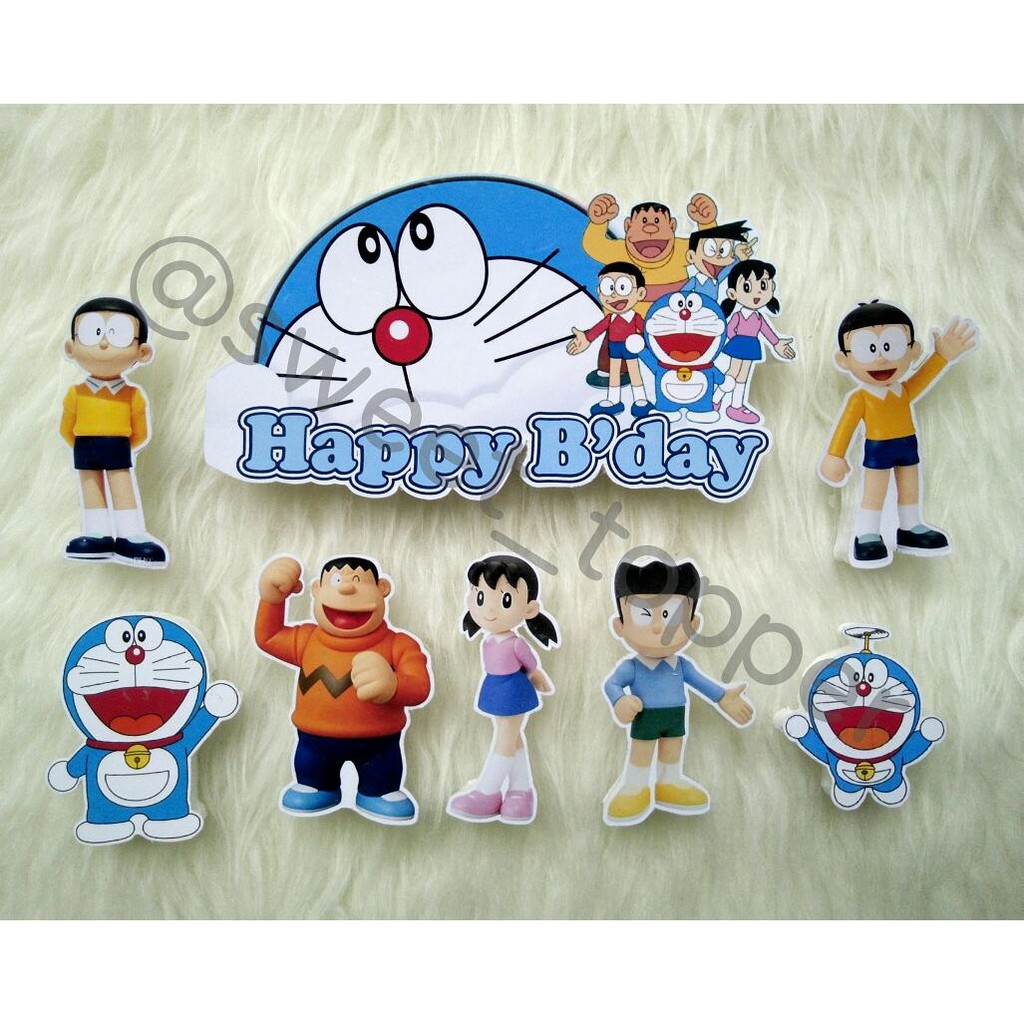 Jual Topper Doraemon set plus nama utk hiasan cake | Shopee Indonesia