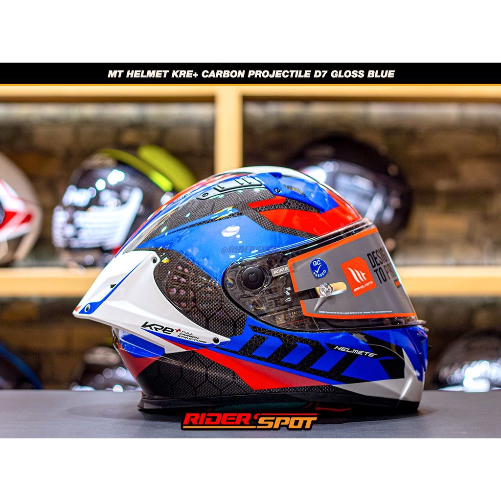 Jual Helm Motor MT Helmets KRE+ Carbon Projectile D7 Gloss Blue ...