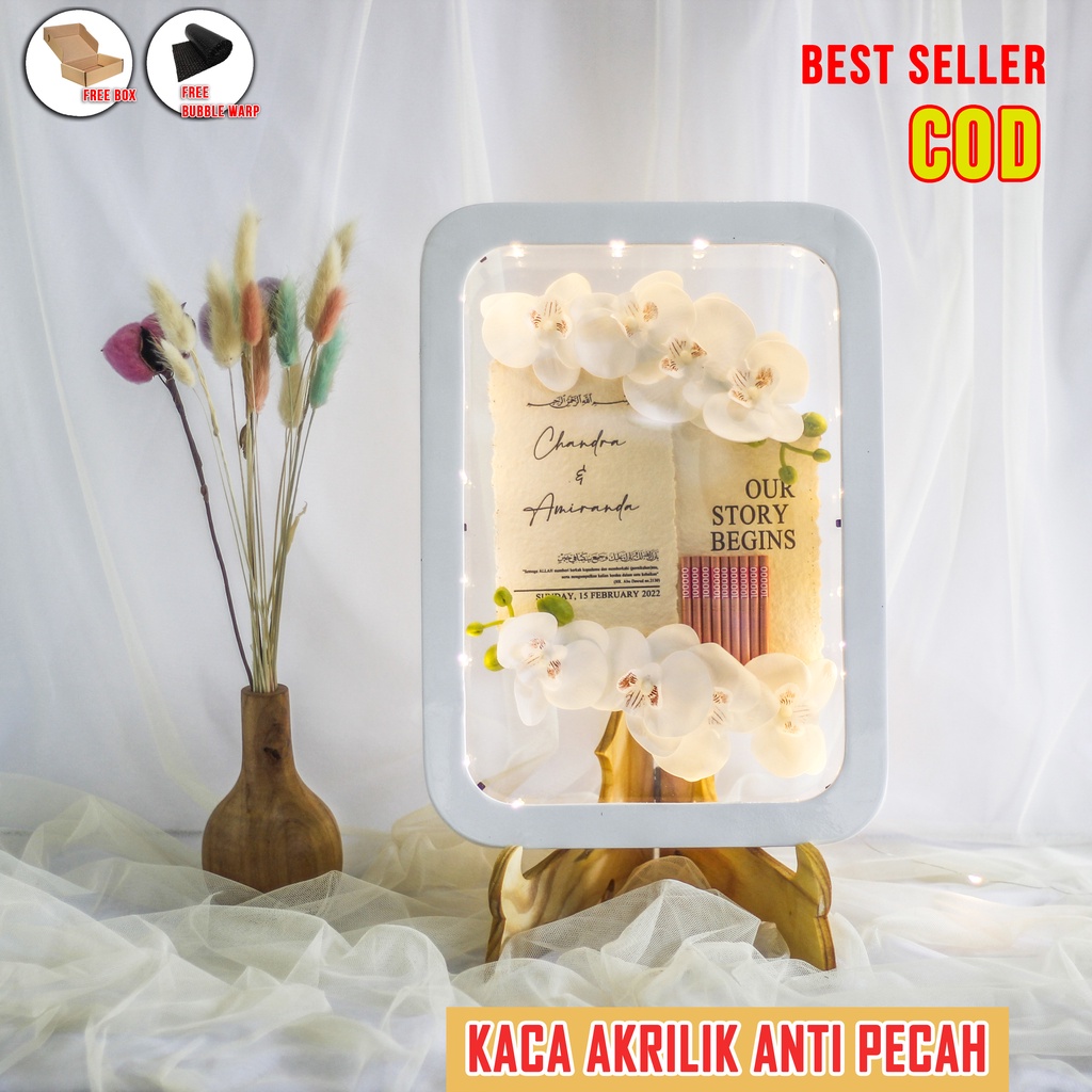 Jual Mahar pernikahan bingkai rustic kado wedding mahar wedding 25x30cm pigura frame 3d | Shopee ...