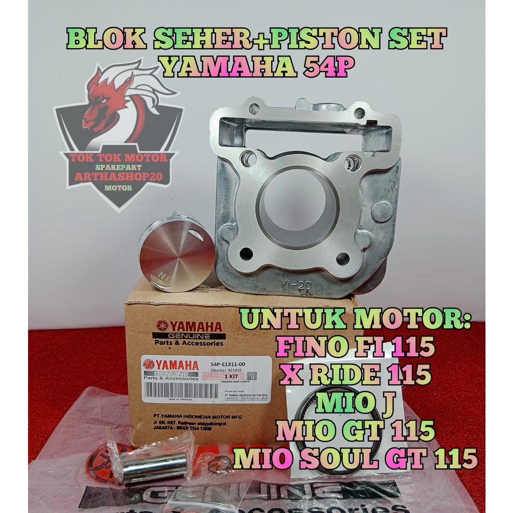 Jual BLOK + PISTON 54P MOtor YAMAHA MIO J , MIO GT 115 , MIO SOUL GT 115 , X RIDE XRIDE 115 ...