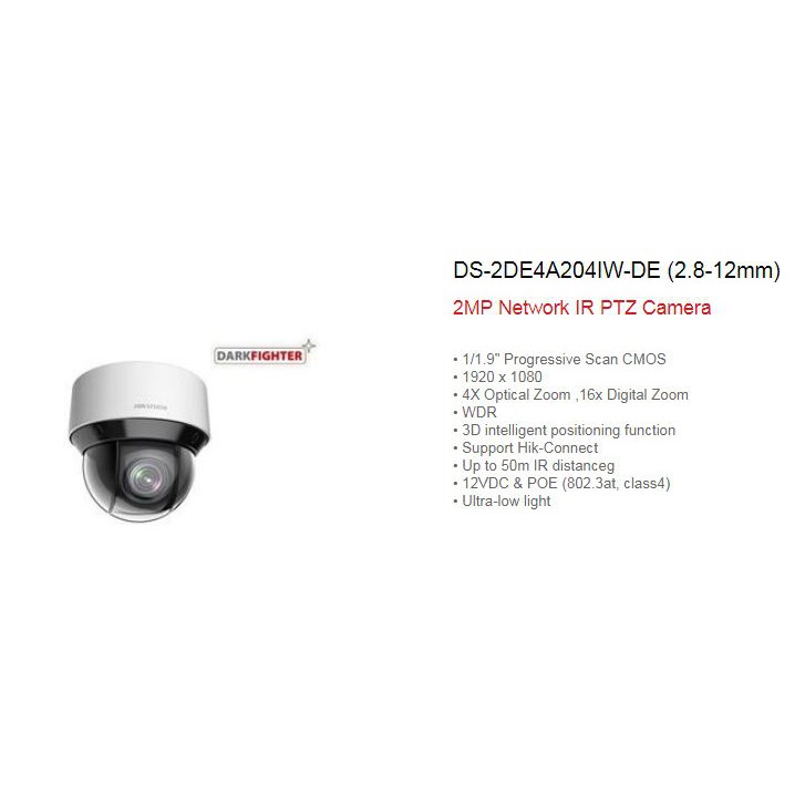 Jual Hikvision Camera IP PTZ DS-2DE4A204IW-DE Mini PTZ 2MP, 4X, IP66 ...