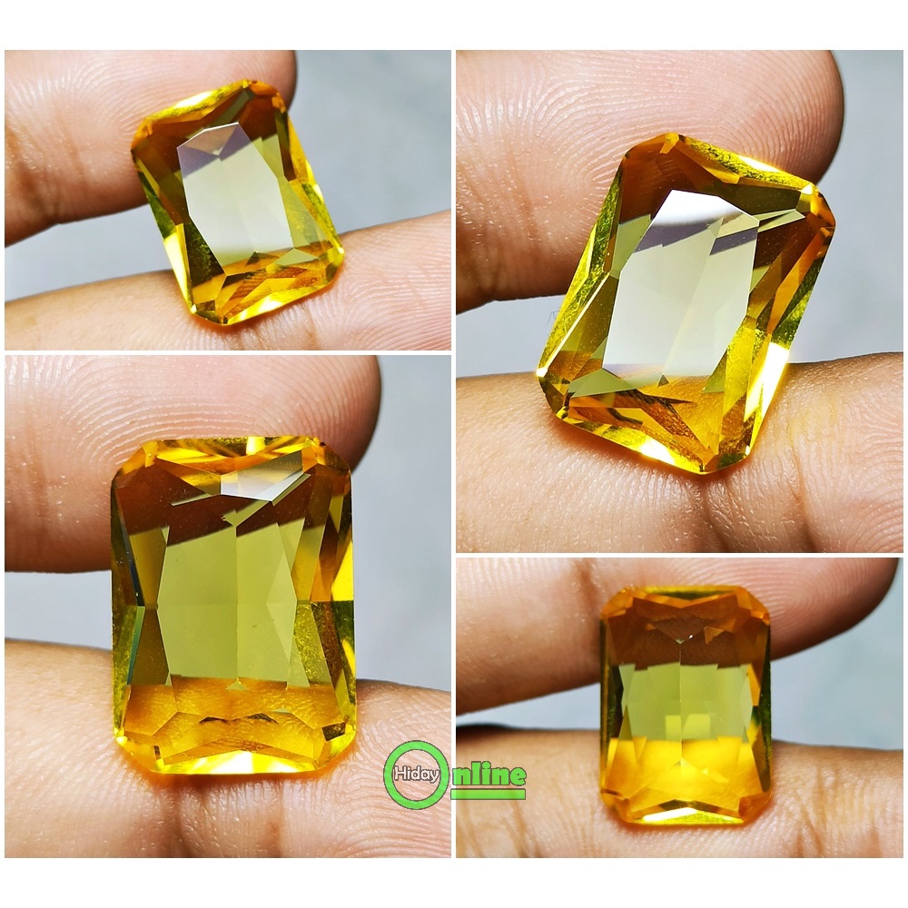 Jual BATU PERMATA YELLOW CITRINE CHATAM KOTAK OCTAGON | Shopee Indonesia