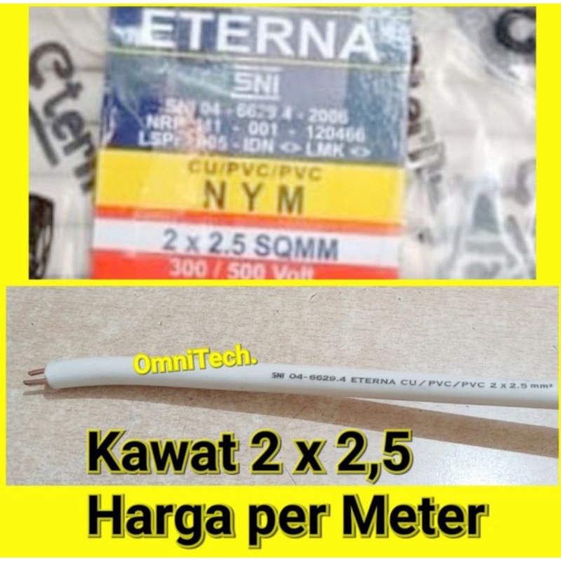 Jual Kabel Listrik NYM 2 x 2,5 Putih 2x2,5 Eterna Kawat Isi 2 Meteran Meter Ecer | Shopee Indonesia