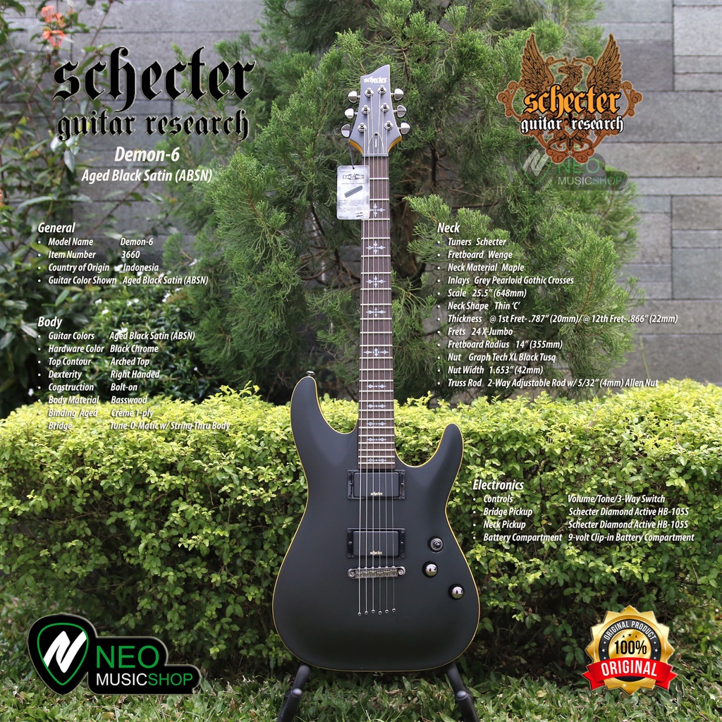 Jual Schecter DEMON-6 ABSN 6-String Electric Guitar | Shopee Indonesia