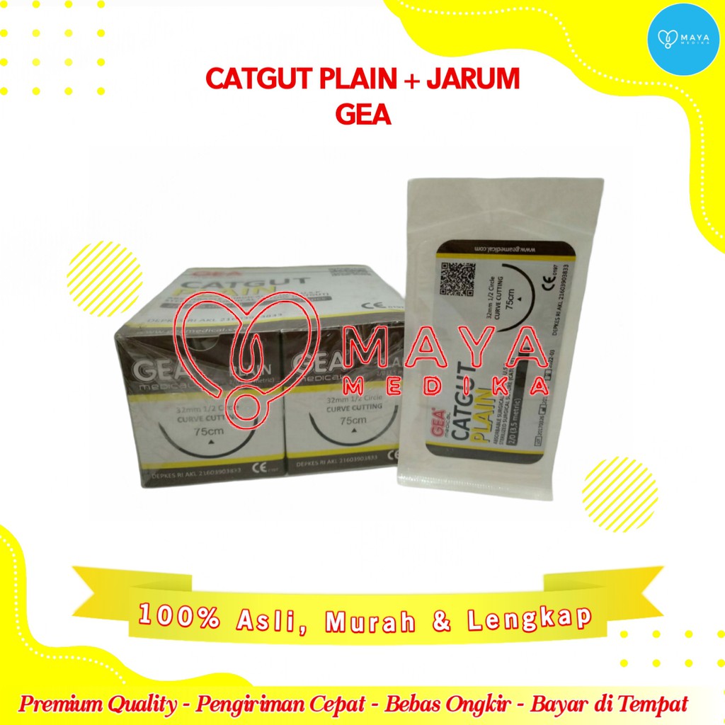 Jual Catgut Plain 2/0 + jarum (1 Box Isi 24) Gea | Shopee Indonesia