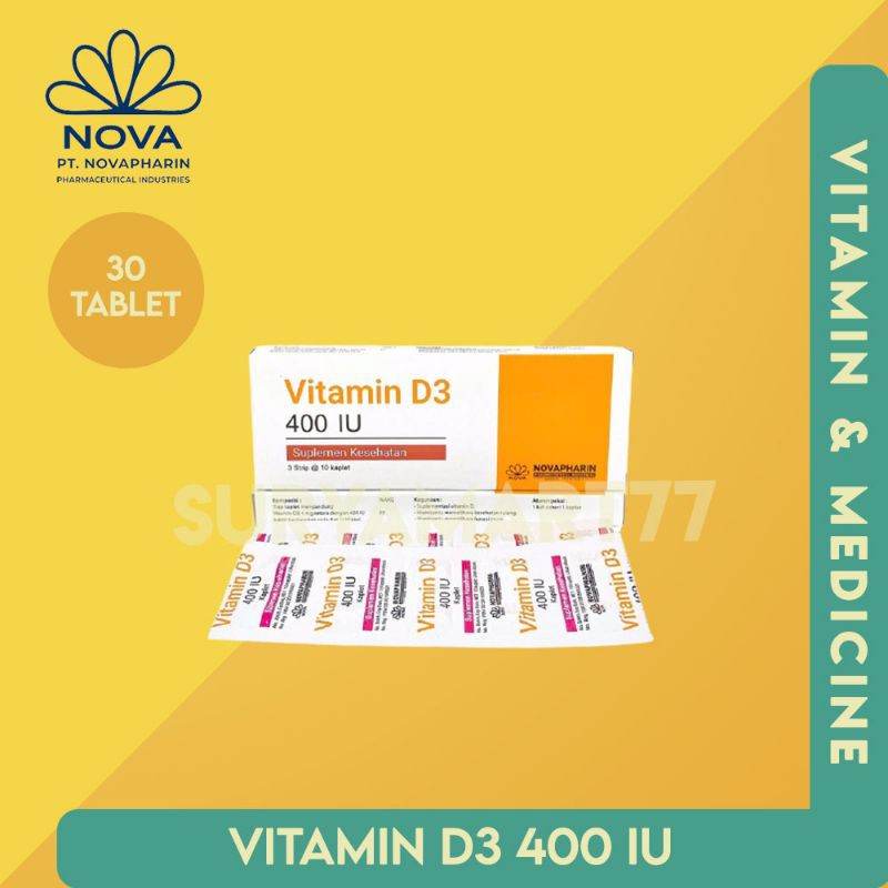 Jual NOVAPHARIN VITAMIN D3 400 IU / VITAMIN D3 400IU 1 BOX ISI 30 TABLET | Shopee Indonesia