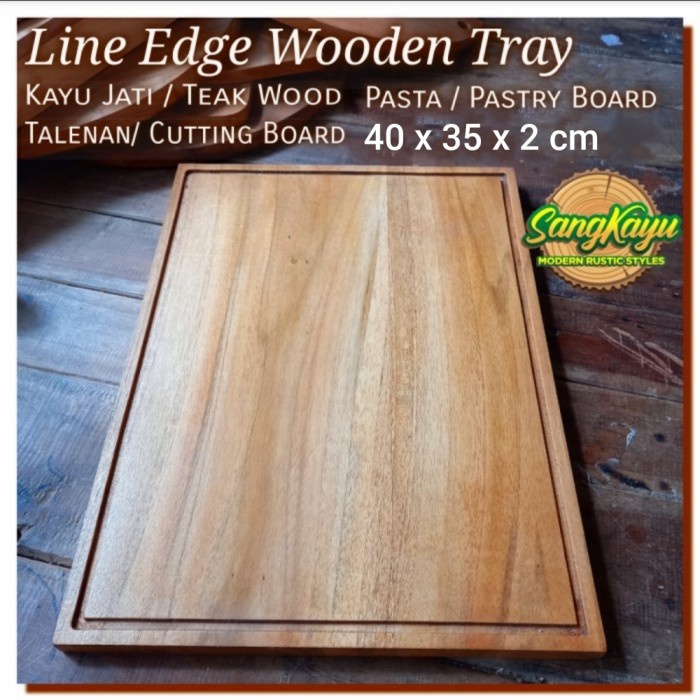 Jual Nampan kayu jati line edge 40x35x2cm talenan kayu jati Cutting ...