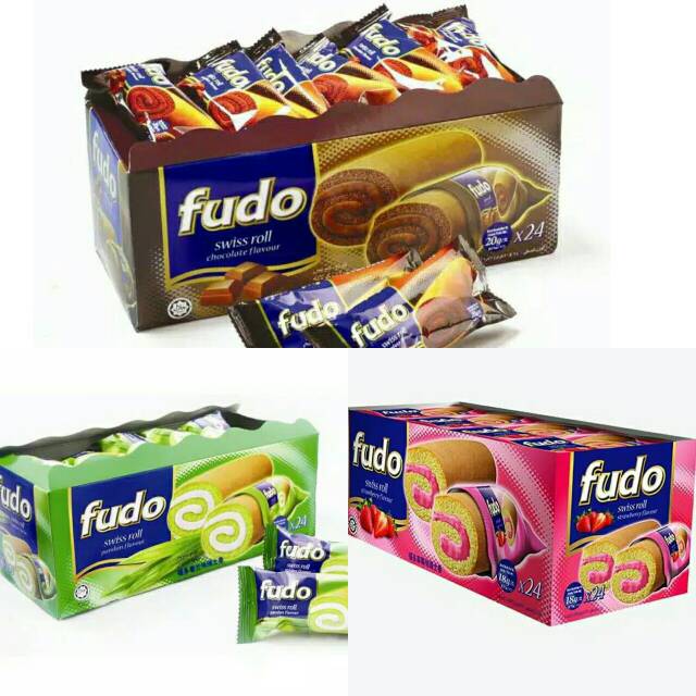Jual FUDO Swiss Roll 1 Box - Coklat/ Strawberry/ Pandan | Shopee Indonesia