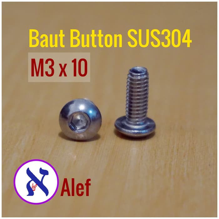 Jual 10Pcs Baut Button L M3 x 10 kepala payung sus304 stainless bolt 3 x 10 | Shopee Indonesia