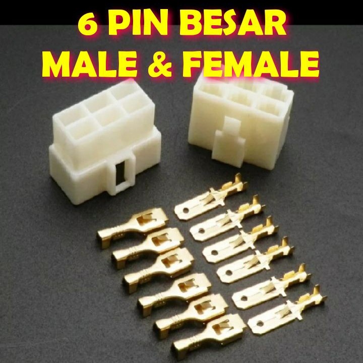 Jual SOKET SOCKET KONEKTOR CONNECTOR KABEL 6 PIN BESAR MALE FEMALE ...