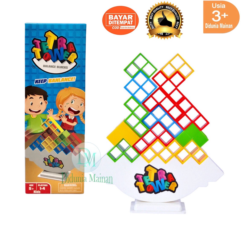Jual Mainan edukatif anak fun games balok susun balancing tetris tetra ...