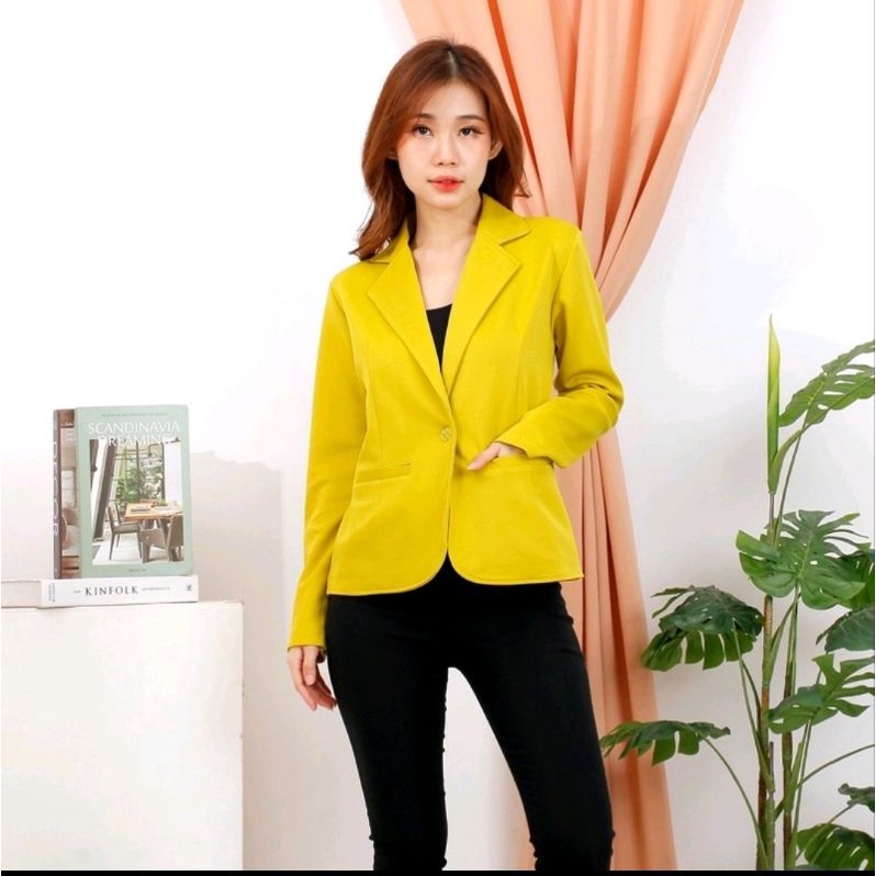Jual Blazer Kuning Lime | Shopee Indonesia
