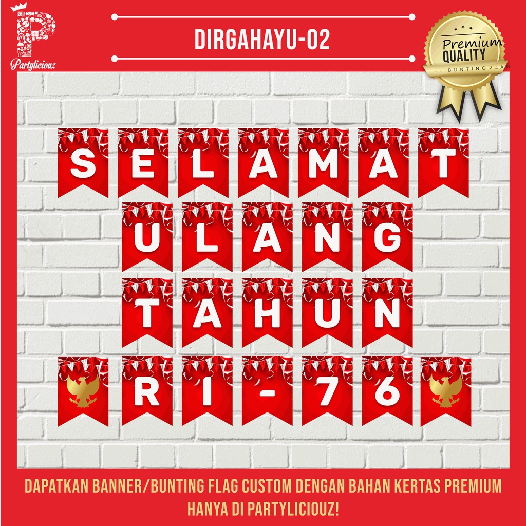 Jual DIRGAHAYU 02 - CUSTOM BANNER FLAG BUNTING FLAG DEKORASI AGUSTUS ...