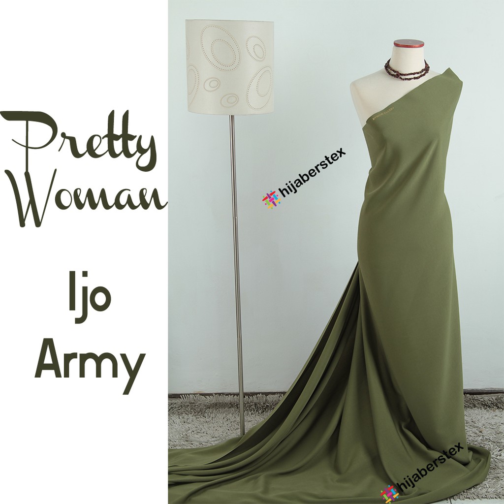 Jual 1/2 Meter Kain PRETTY WOMAN Ijo Army (ecer warna) | Shopee Indonesia