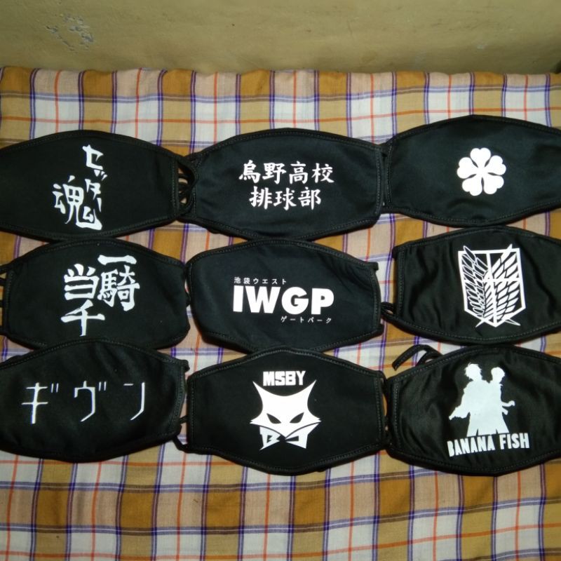 Jual masker anime manga sablon digital polyflex attack on titan iwgp ...