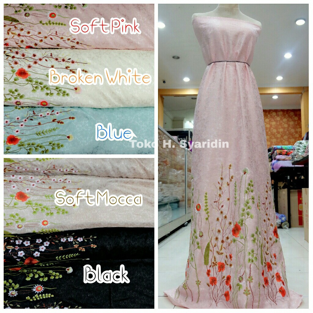 Jual Bahan Jacquard motif Bordir Bunga Rambat / Kain Jaguard - design 4 ...