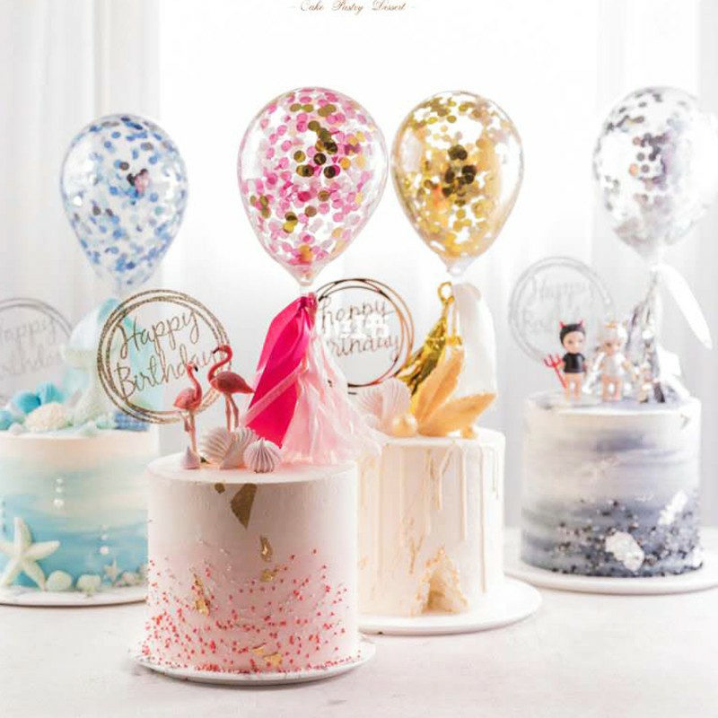 Jual CAKE TOPPER BALON CONFETTI VARIAN WARNA/TOPPER BALON CONFETTI ...