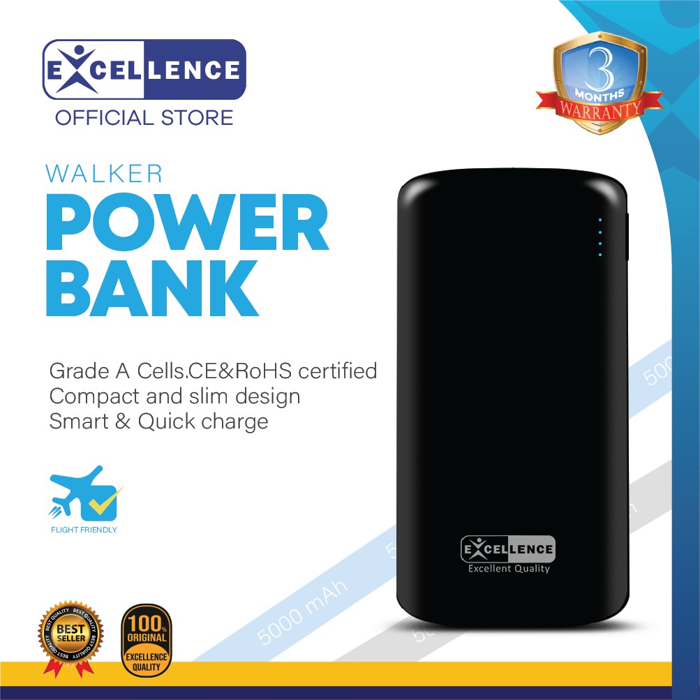 Jual EXCELLENCE Power Bank Walker 5000mAh Original Real Capacity ...
