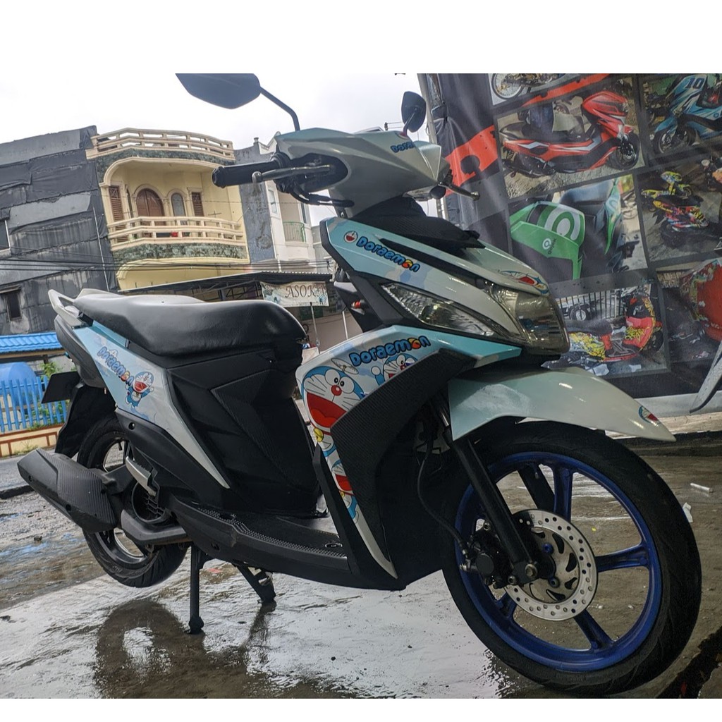 Jual Stiker Mio M3 Mio Z Decal Full Body Premium White Blue Doraemon ...