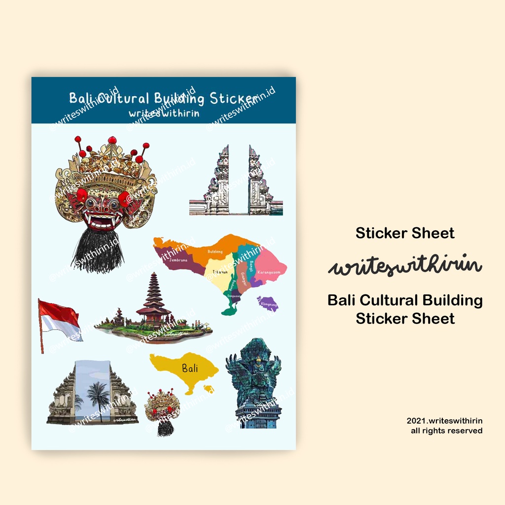 Jual (writeswithirin) Bali Cultural Building Sticker Sheet (Bujo ...