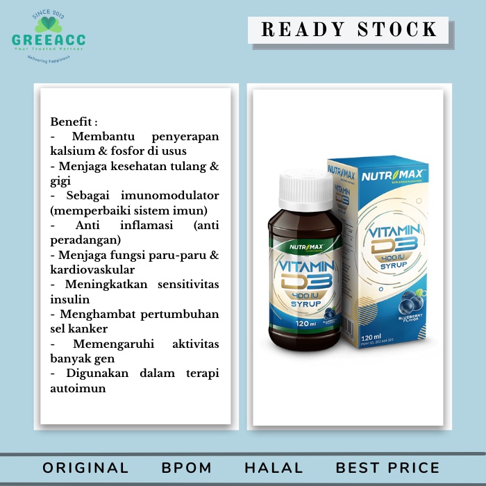 Jual Nutrimax Vitamin D3 400 IU Syrup 120 ml Vit Imun D 3 Sirup 400IU ...