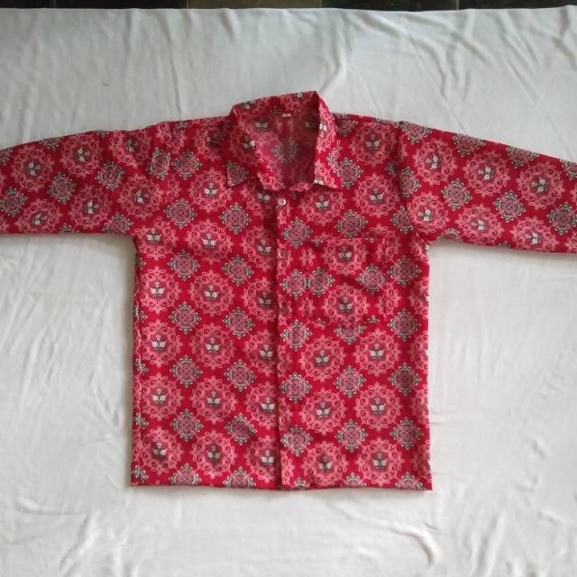 Jual Batik SD Tangan Panjang Merah | Shopee Indonesia
