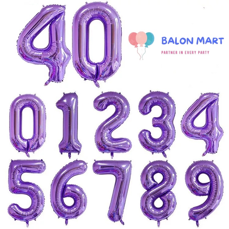 Jual Balon Foil Angka Ungu 40inch/100cm (LIMITED IMPORT EDITION ...
