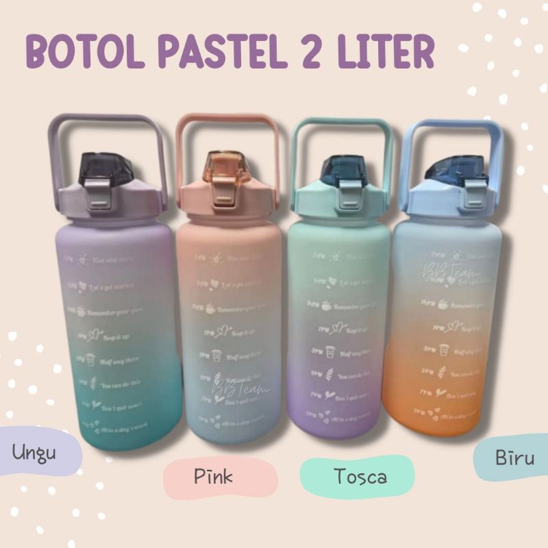 Jual Botol Motivasi 2 liter Warna pastel Gagang Kotak | Shopee Indonesia