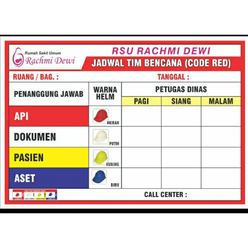 Jual Papan Jadwal Tim Bencana Red Code Dengan Nama | Shopee Indonesia