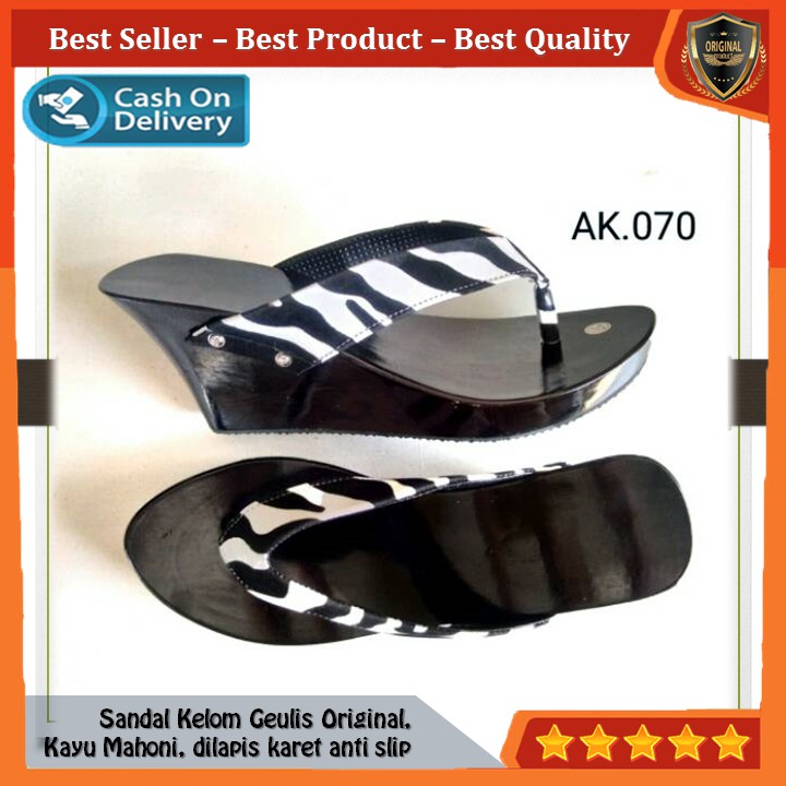 Jual Kelom Gelis Wedges Sandal Wanita Terompah Sendal Kayu Modern ...