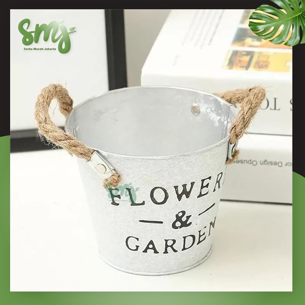 Jual SMJ - Vas Bunga Kaleng Gagang Tali Goni pot Tanaman Dekorasi Meja ...