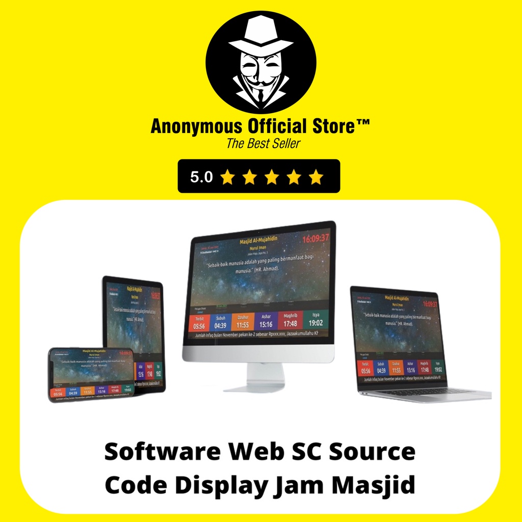 Jual PROGRAM SOURCE CODE WEBSITE DISPLAY WAKTU JAM MASJID REALTIME PRO ...