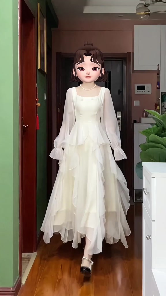 Jual 【SUKY SHOP】Gaun Putri Peri Putih Lengan Panjang Gaun Panjang ...