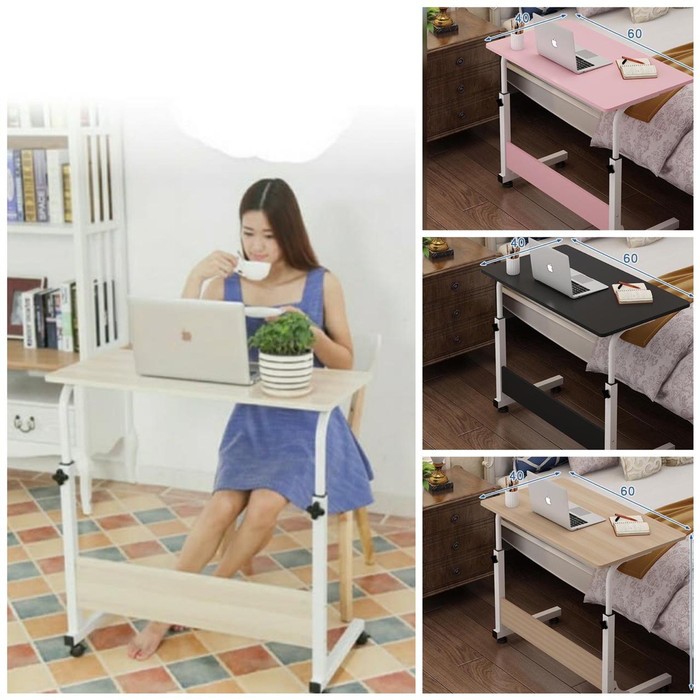 Jual Stand Meja Laptop Komputer PC Meja Kerja Roda Portable | Shopee ...