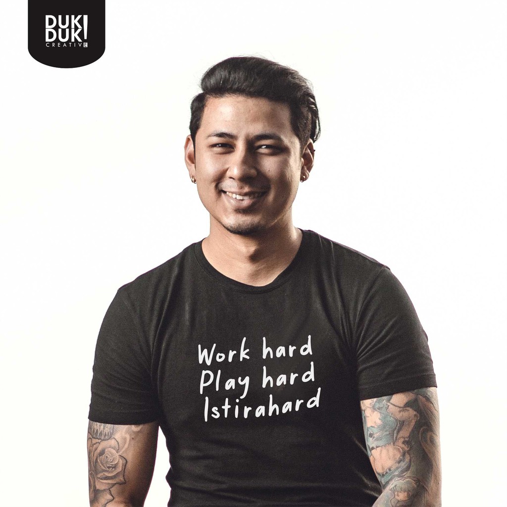 Jual Kaos Workhard Playhard Istirahard / Kaos Kata-Kata / Kaos Dukduk! Creative | Shopee Indonesia
