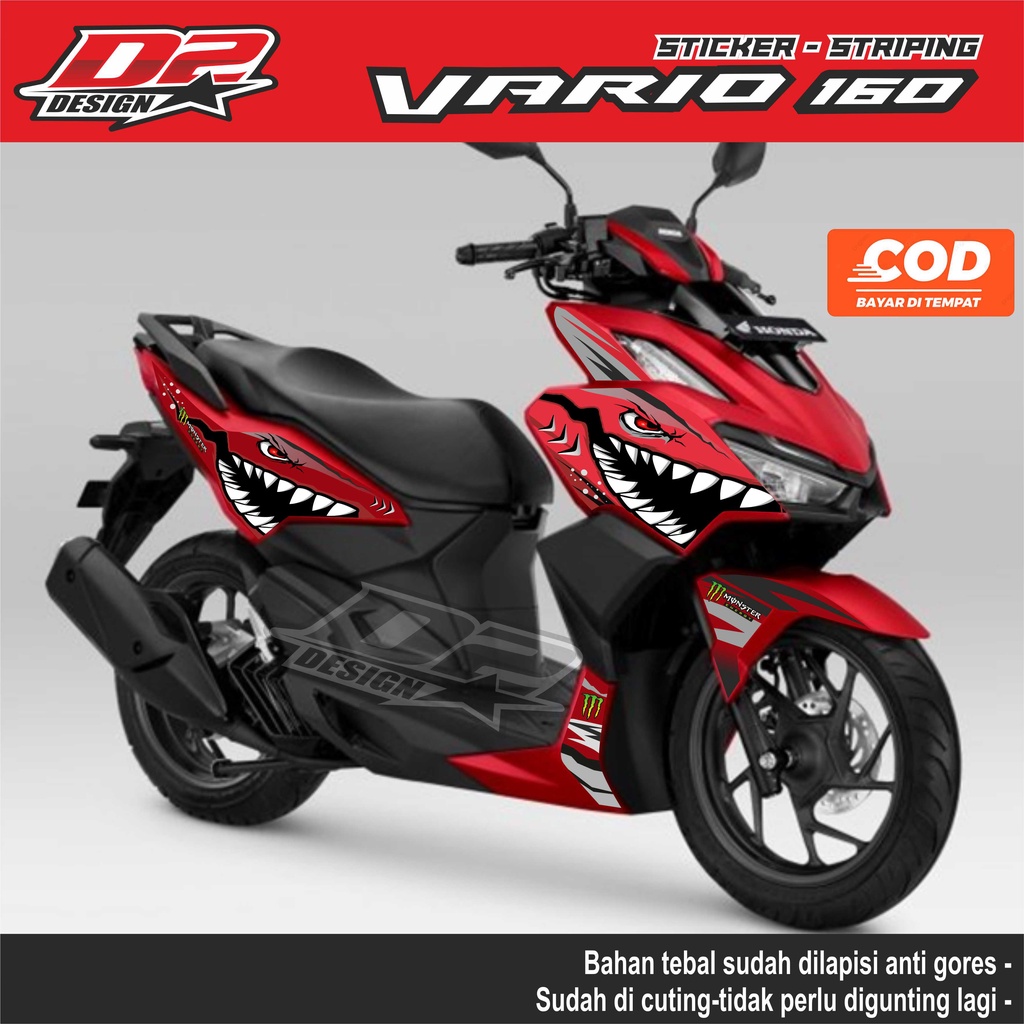 Jual Stiker Striping Vario 160 Shark Hiu merah | Shopee Indonesia
