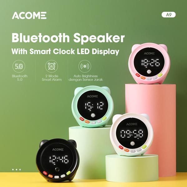 Jual SPEAKER BLUETOOTH ACOME A9 DUAL SMART ALARM JAM LED | Shopee Indonesia