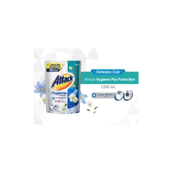 Jual Attack Detergen Cair Hygiene Plus Protection Pouch 1200 Ml ...