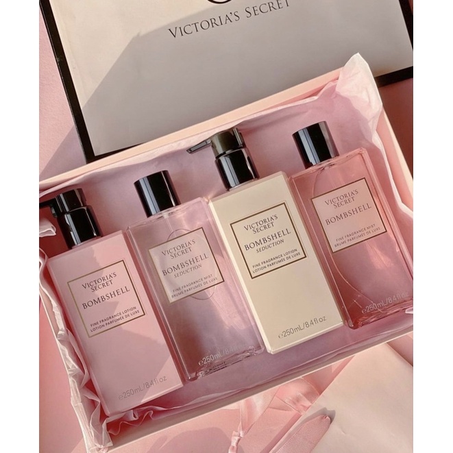 Jual { HAMPERS LEBARAN } Victoria Secret Set Body Mist & Body Lotion ...