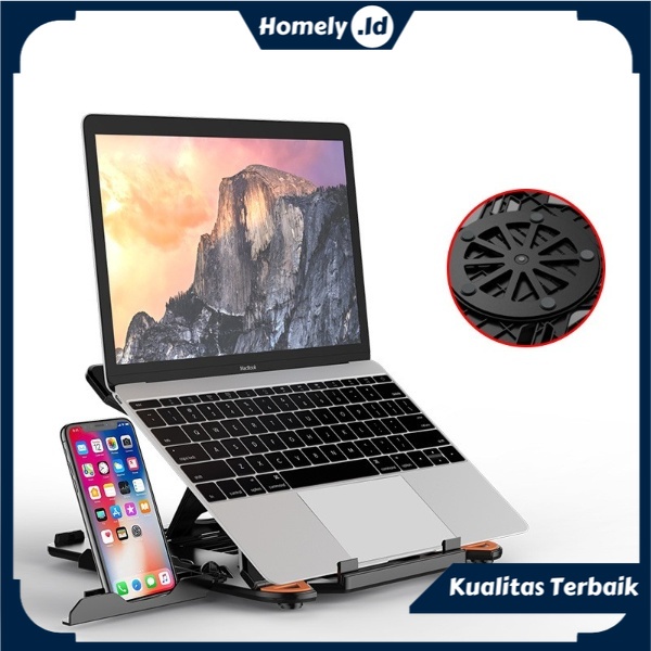 Jual Stand Dudukan Laptop Dengan Holder HP Smartphone Tatakan Penyangga ...