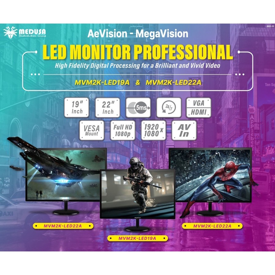 Jual LCD Monitor 19/22 " inch AEVISION MEGAVISION (HDMI VGA RCA USB ...
