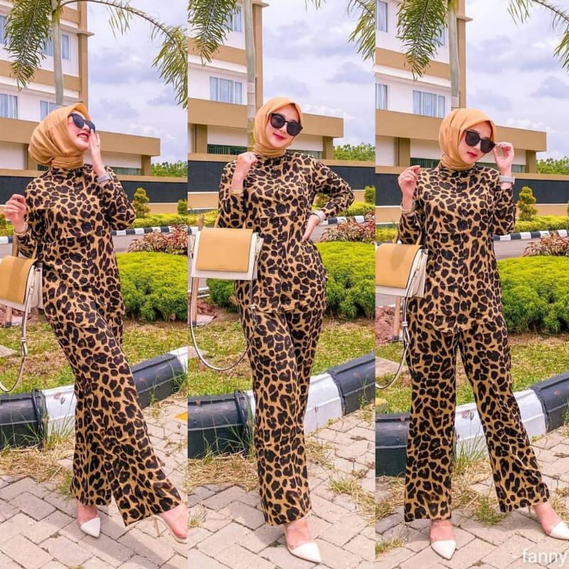 Jual Pajamas leopard Katun rayon / Setelan leopard motif terbaru ...