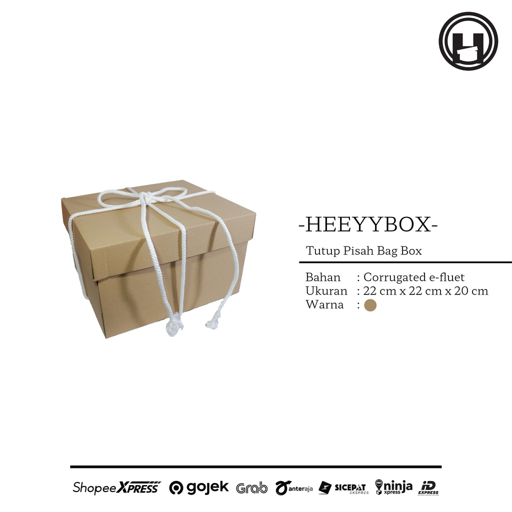Jual HEEYYBOX | Corrugated Box Model Tutup Pisah + Handle / Kotak Kado ...